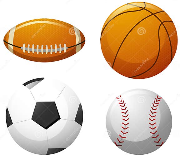 Four Different Kinds of Balls Stock Vector - Illustration of american ...