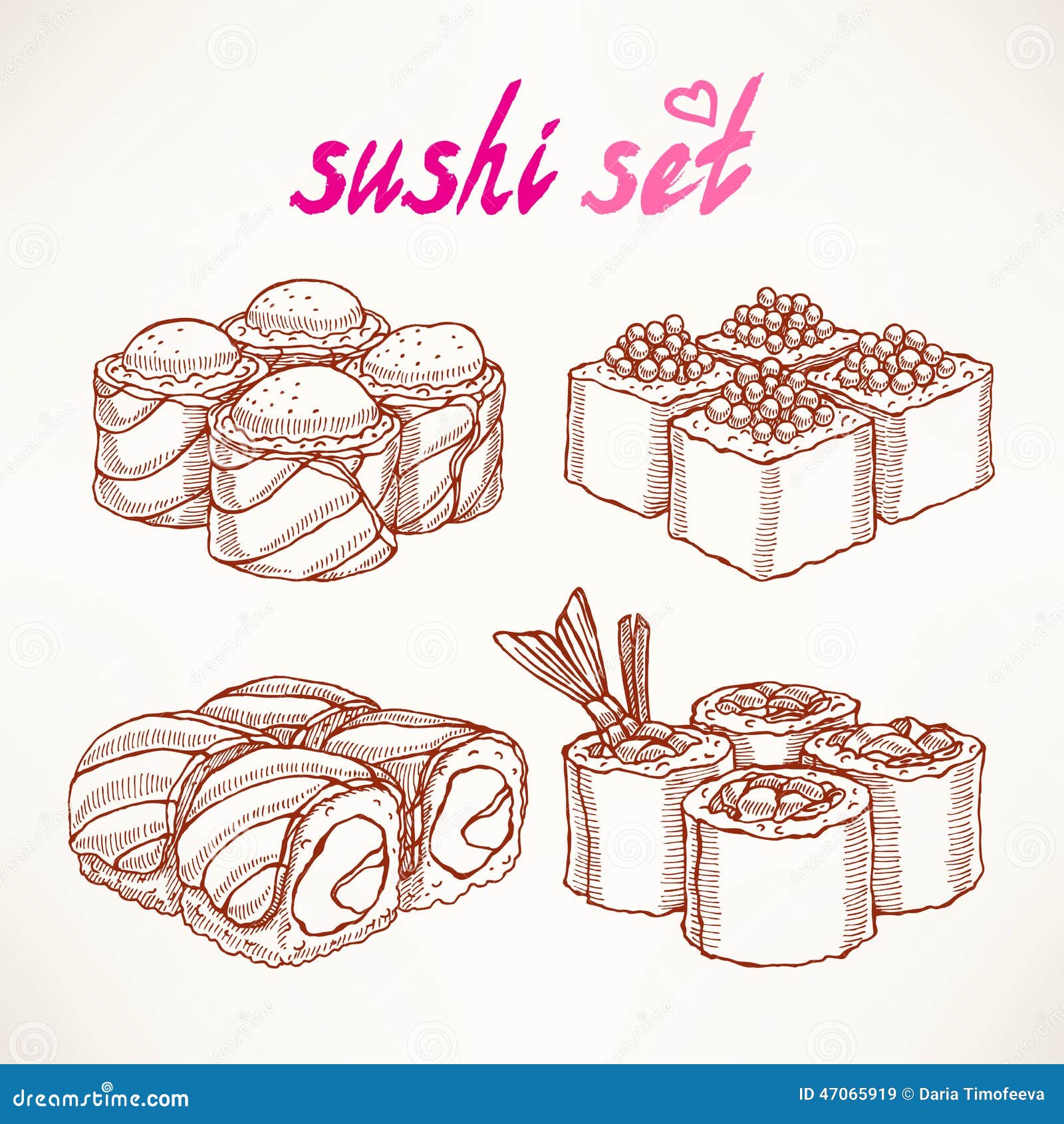 Four Different Kinds of Sketch Rolls Stock Vector - Illustration of ...