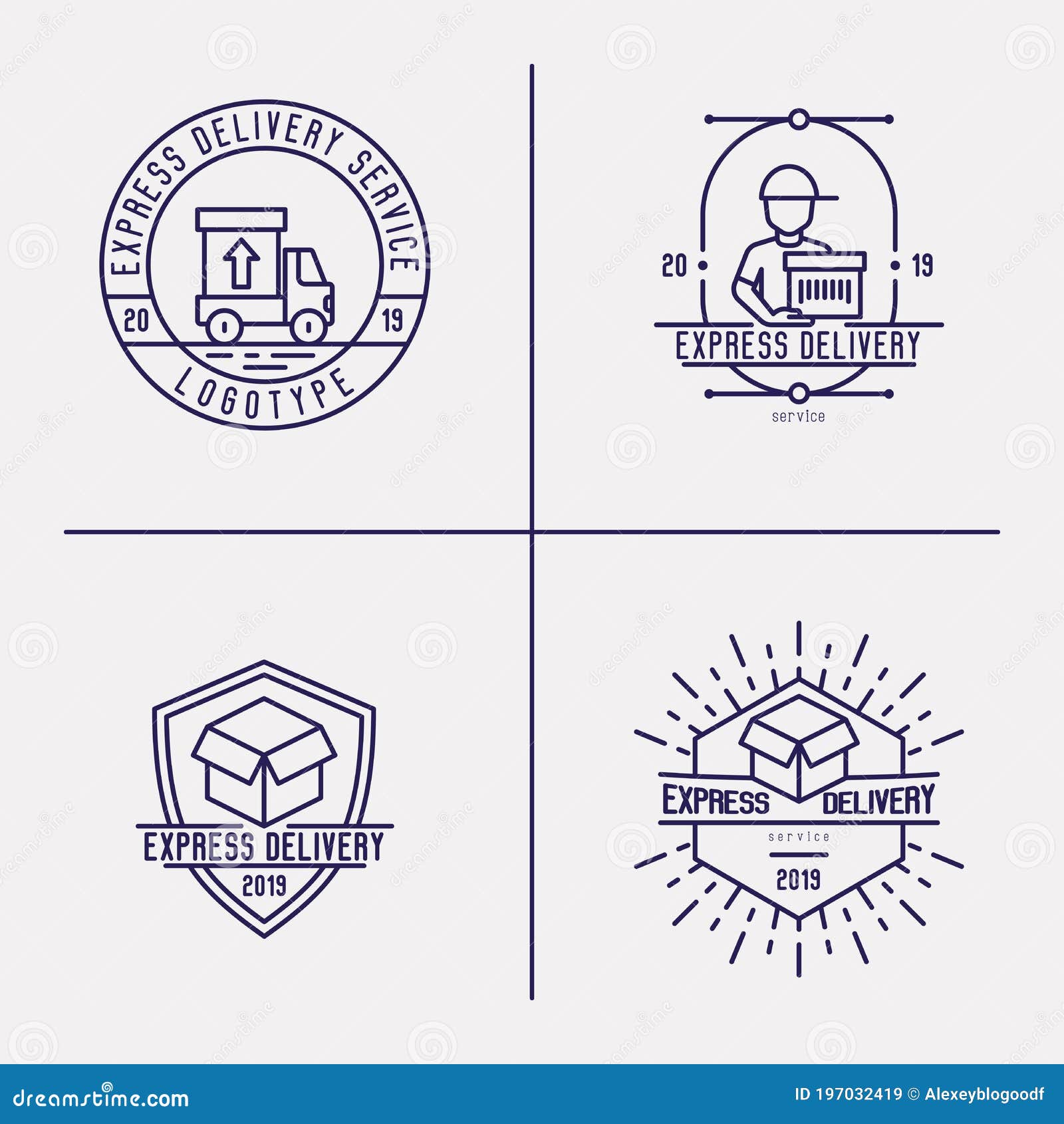Four Different Logos for Express Delivery Service: Truck with Parcel ...