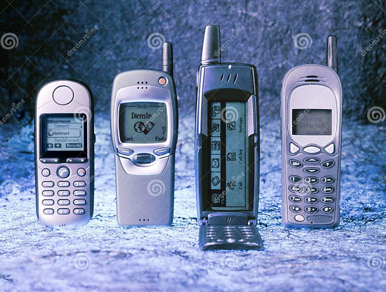 Four different phones stock photo. Image of buttons, wireless - 14431722