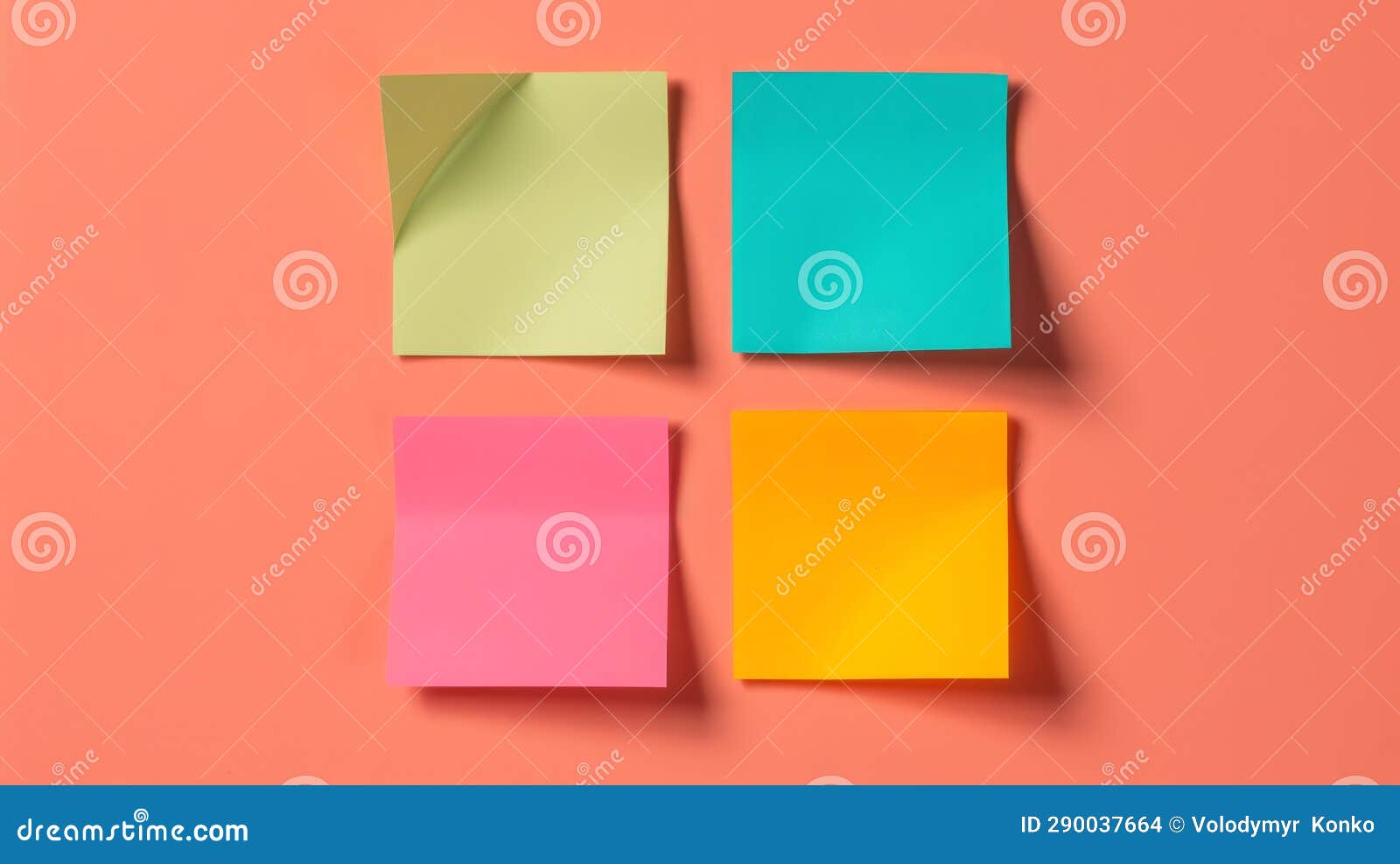 Four Different Post it. Generative Ai Stock Photo - Image of colours ...