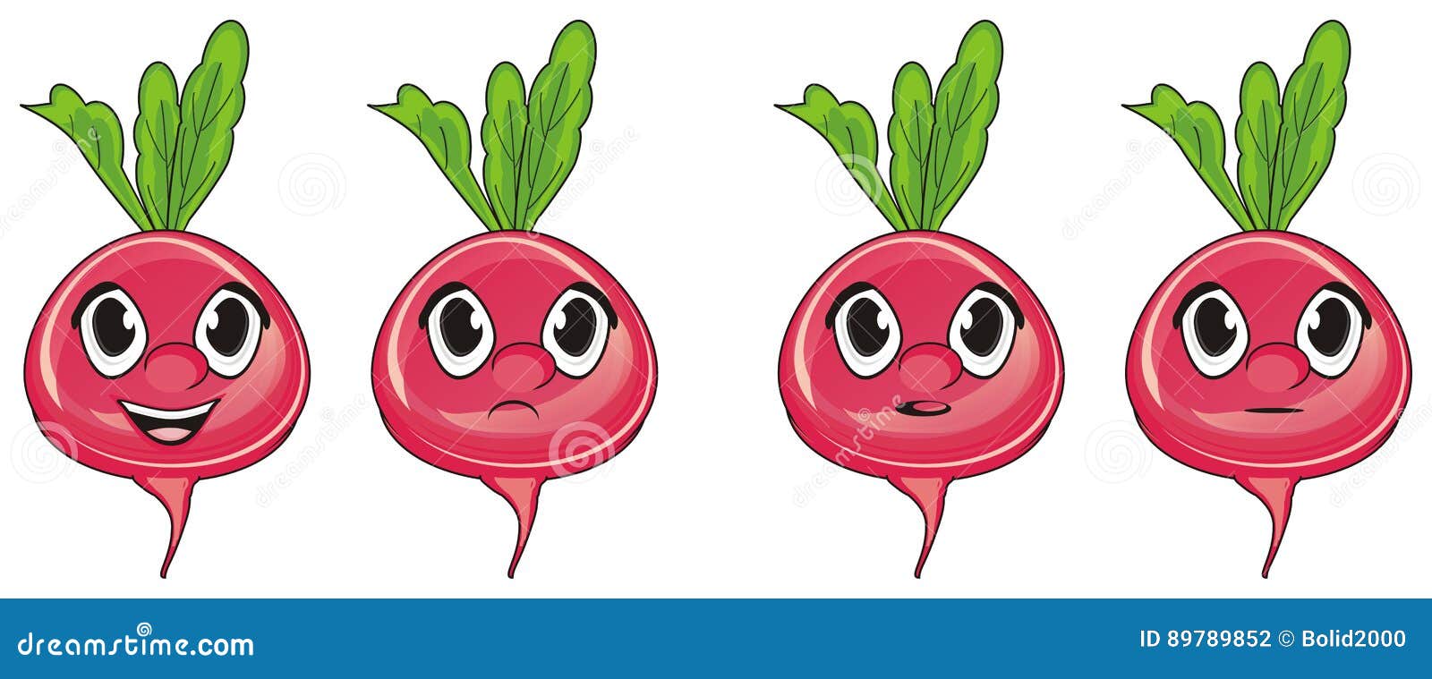 Four different radishes stock illustration. Illustration of emotion ...