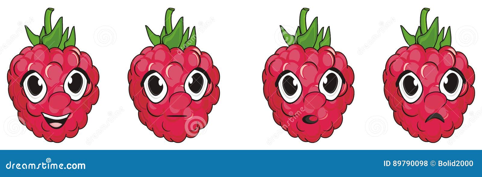 Four different raspberrys stock illustration. Illustration of bush ...
