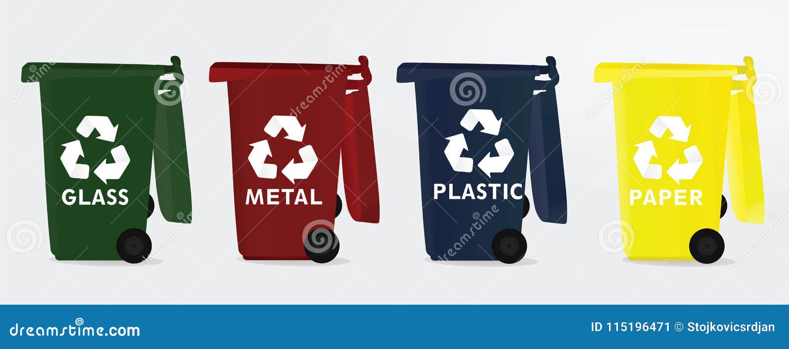 Four Different Recycle Bins Stock Vector - Illustration of ecological ...