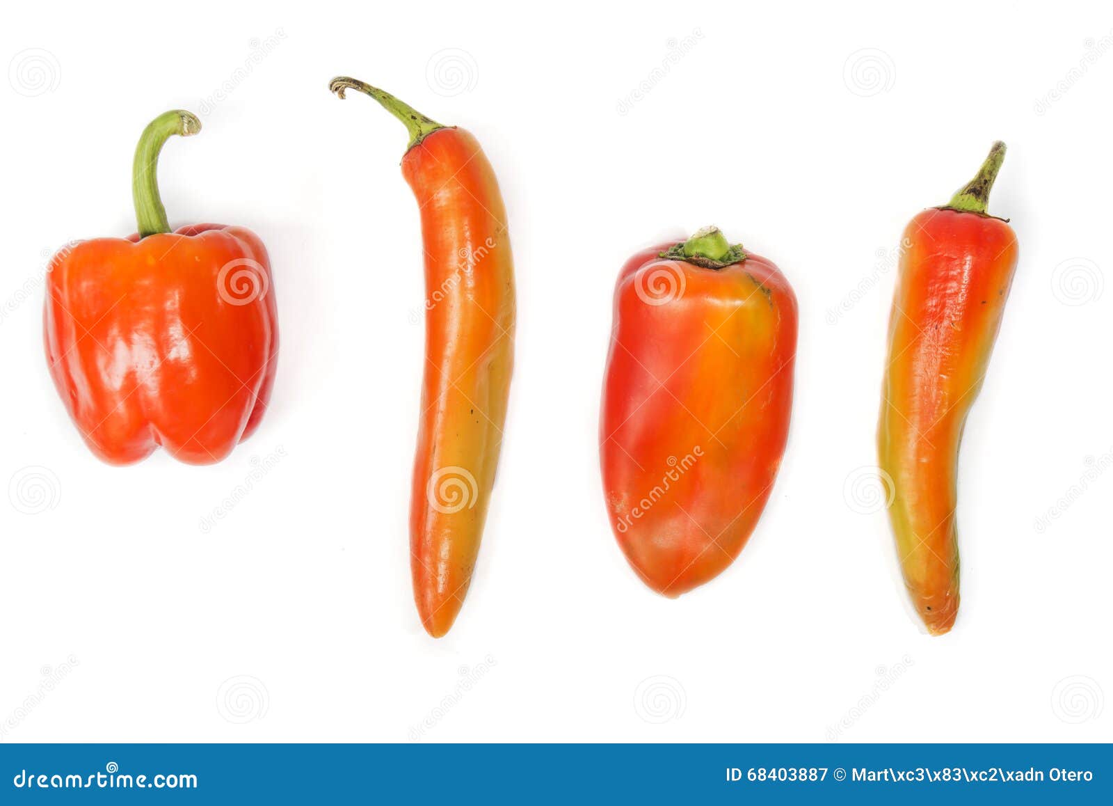 Four different red peppers stock image. Image of fresh - 68403887