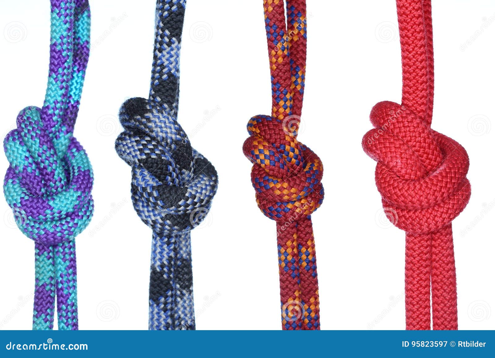Four Different Ropes with Knots Stock Image - Image of line, concept ...