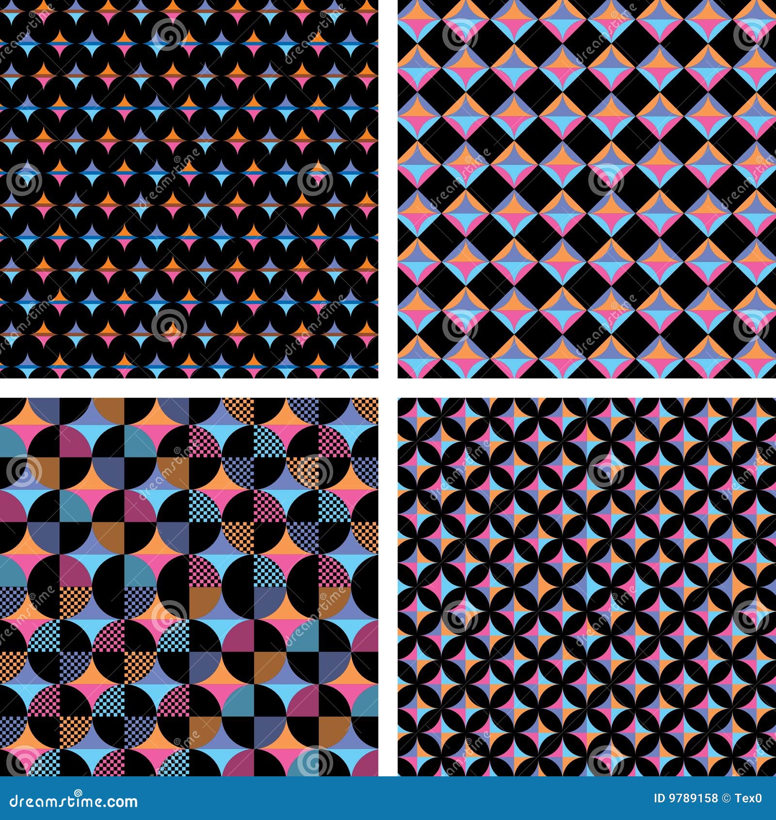 Four Different Seamless Geometric Composition Stock Vector ...