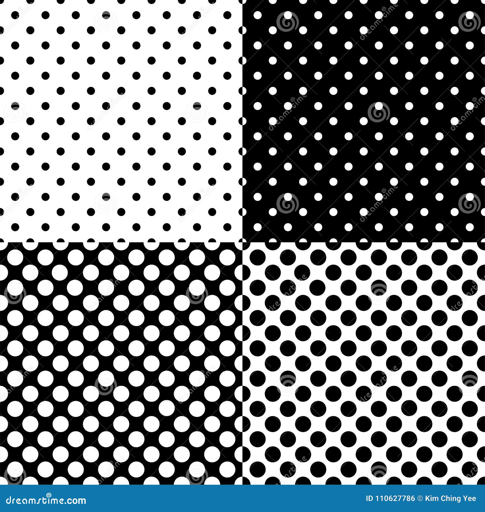 Four Different Seamless Polka Dot Patterns. Vector Illustration Stock ...