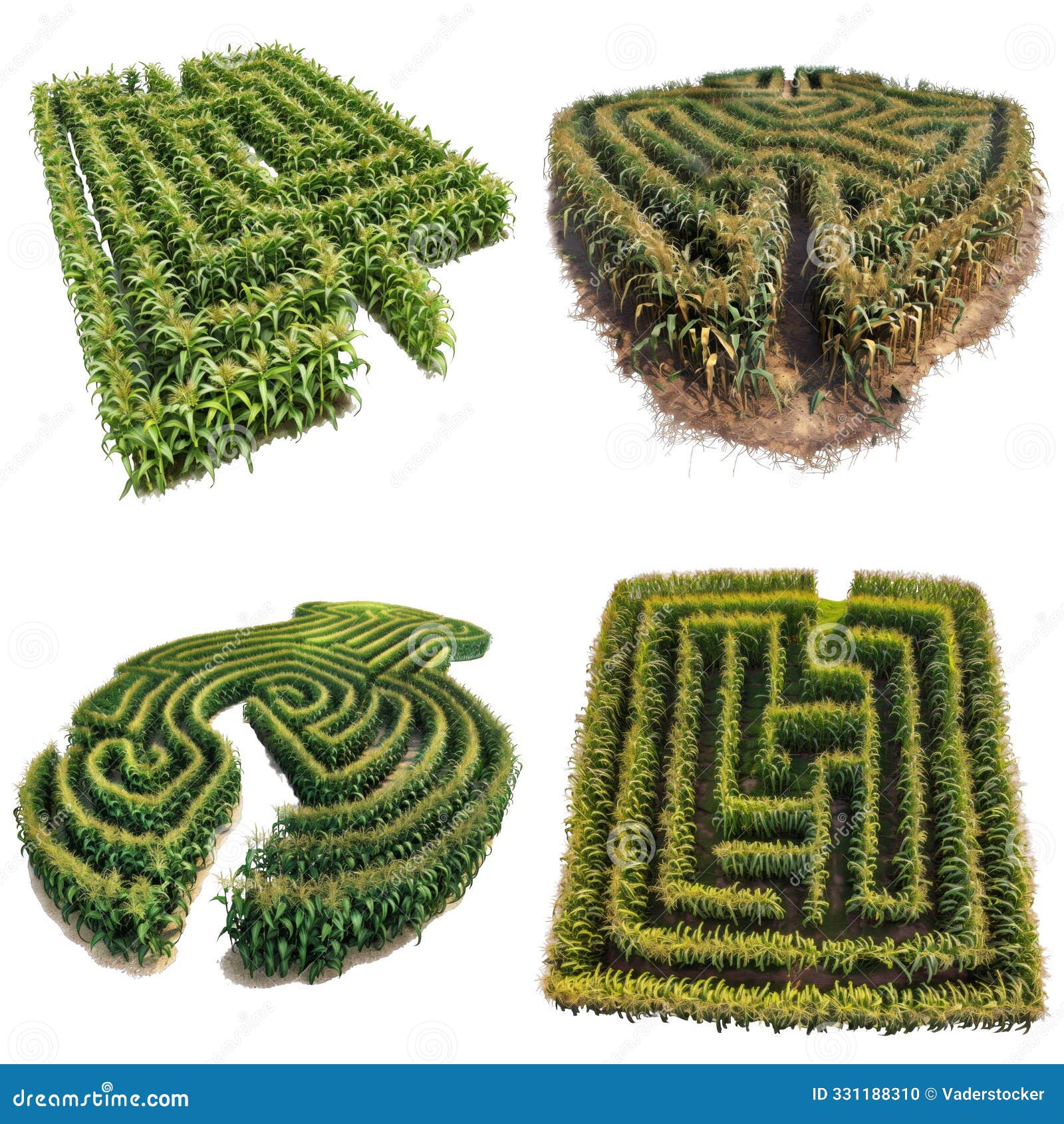 Two Different Mazes Of High Complexity On White And Solutions Royalty ...