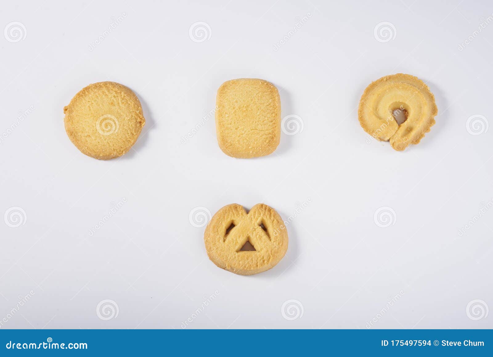 Four Different Shapes of Cookies Closeup Stock Photo - Image of cracker ...