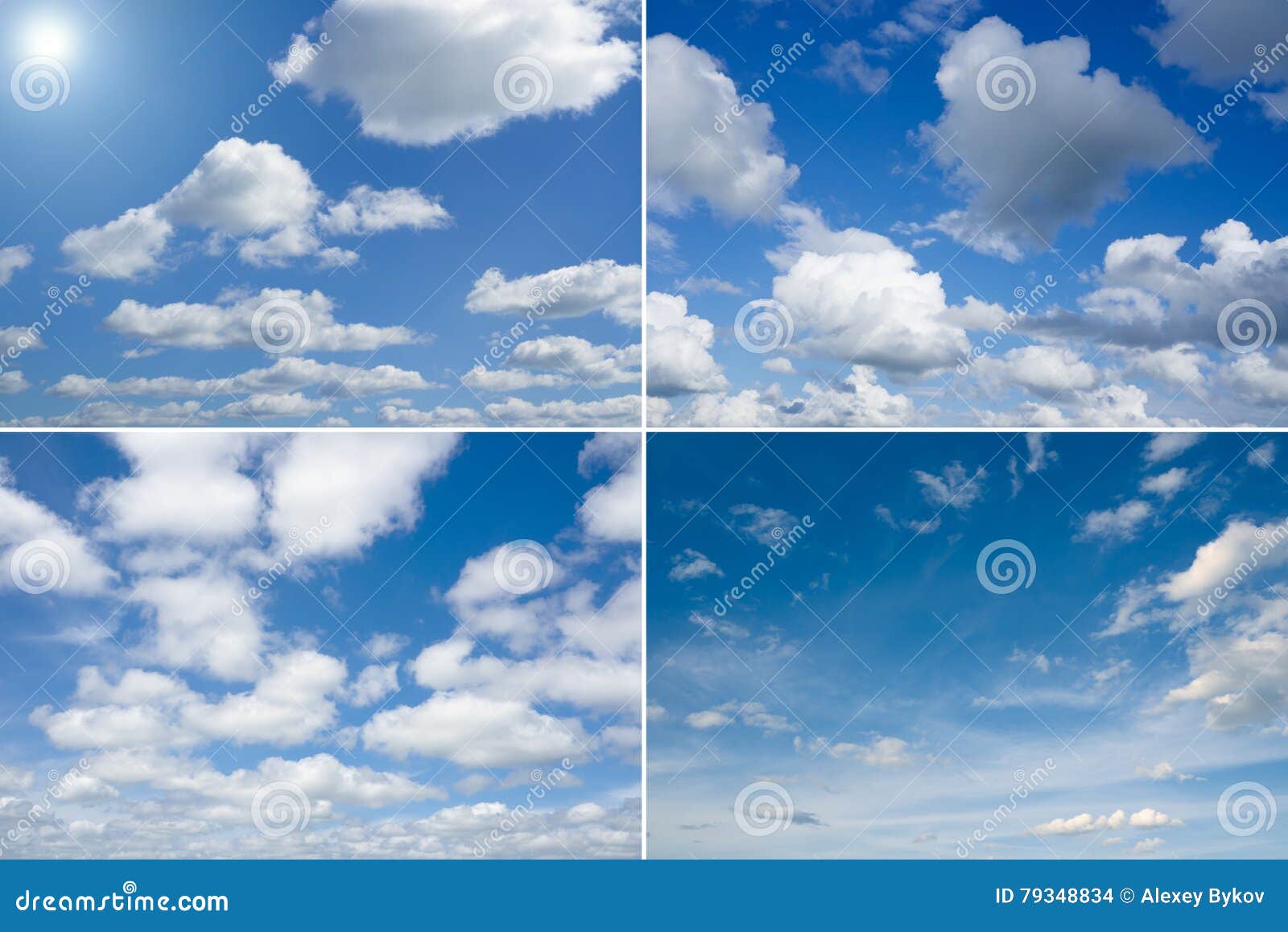 Four Different Sky, Clouds Over Horizon. Stock Photo - Image of heaven ...