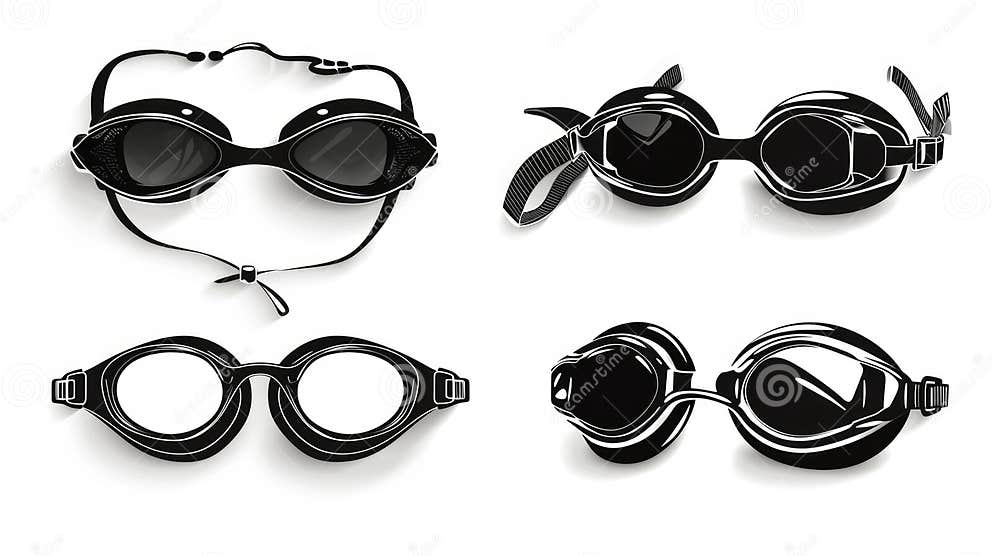 Four Different Styles of Goggles with Distinct Features Stock Photo ...
