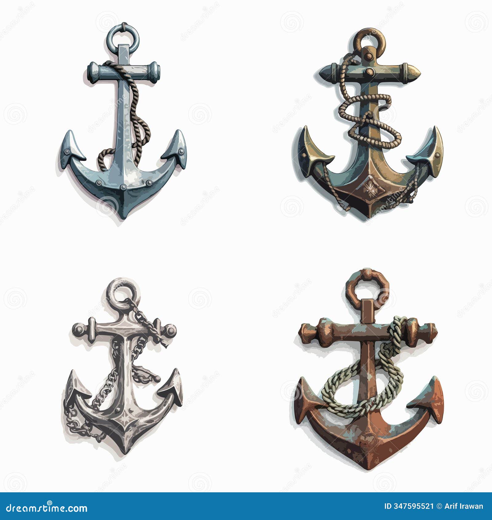 Four Different Types of Anchors are Shown in the Image Stock Vector ...