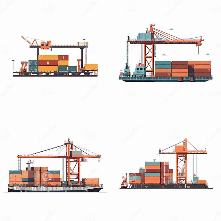 Four Different Types of Cargo Ships are Shown in the Image Stock Vector ...