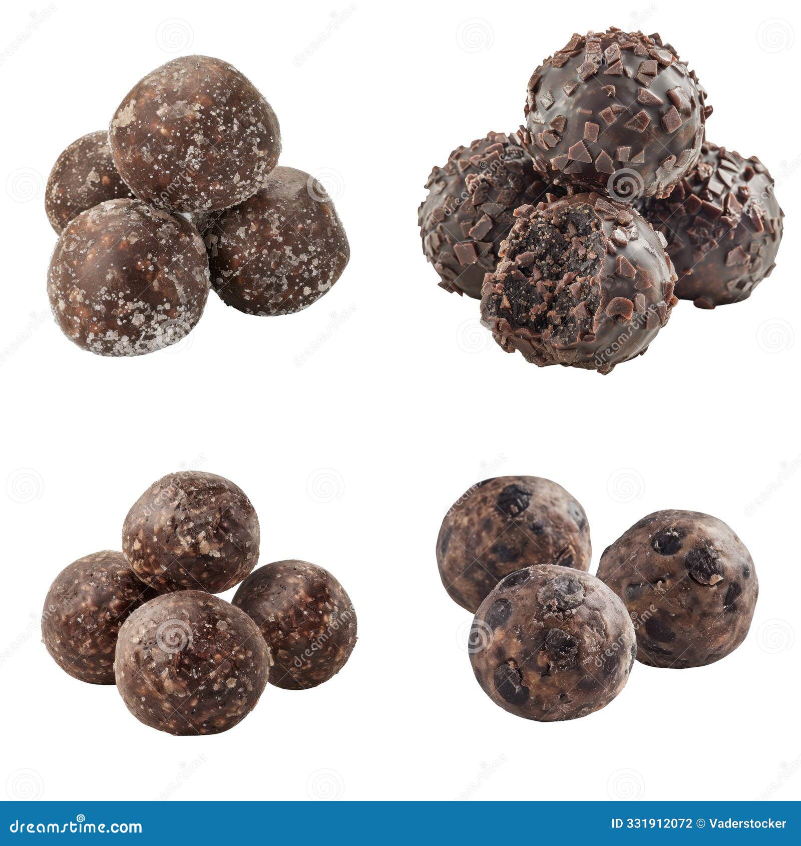Four Different Types of Chocolate Covered Balls Stock Illustration ...