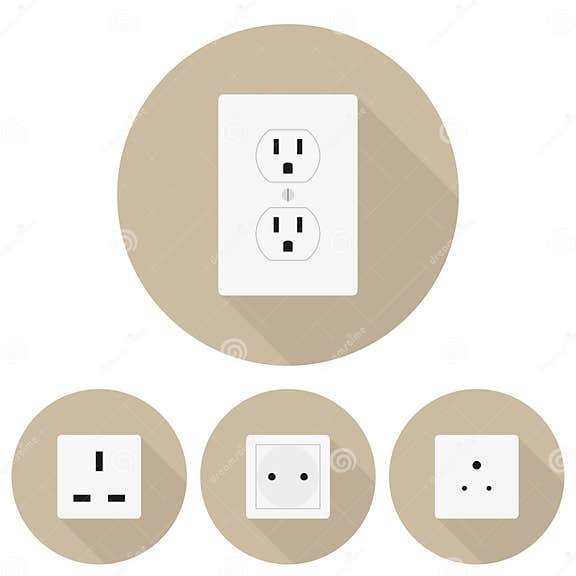 Four Different Types of Sockets in a Flat Design Stock Vector ...