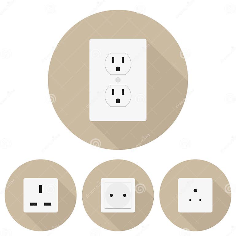 Four Different Types of Sockets in a Flat Design Stock Vector ...