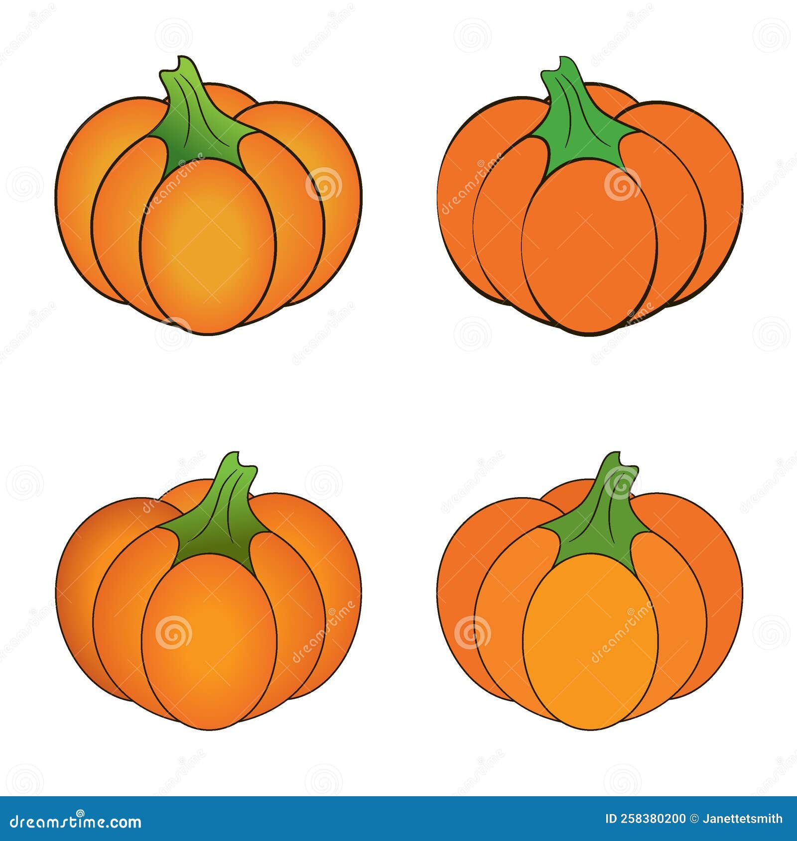 Four Different Vector Pumpkins Stock Vector - Illustration of scalable ...