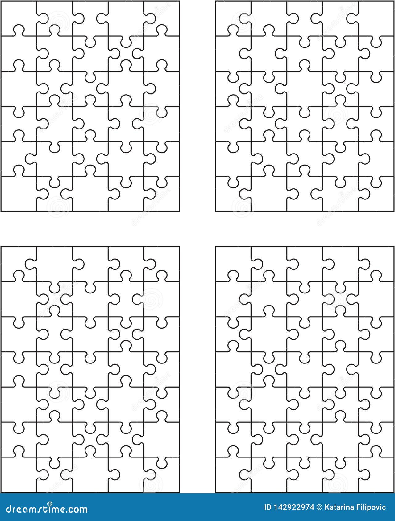 15 White Puzzles Pieces Arranged In A Rectangle Shape. Jigsaw Puzzle ...