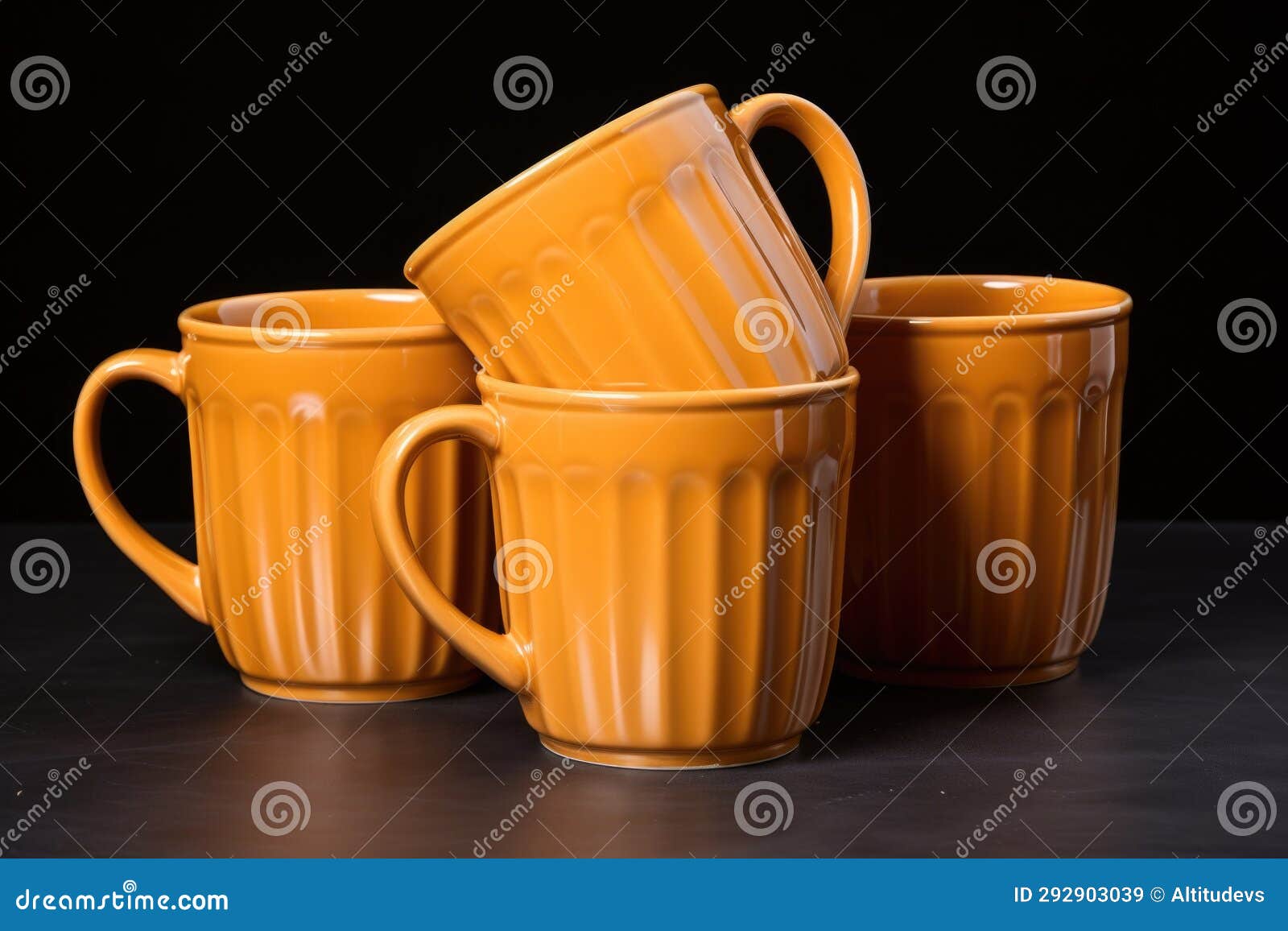 Four Differently Sized Coffee Mugs Set Together Stock Image Image Of