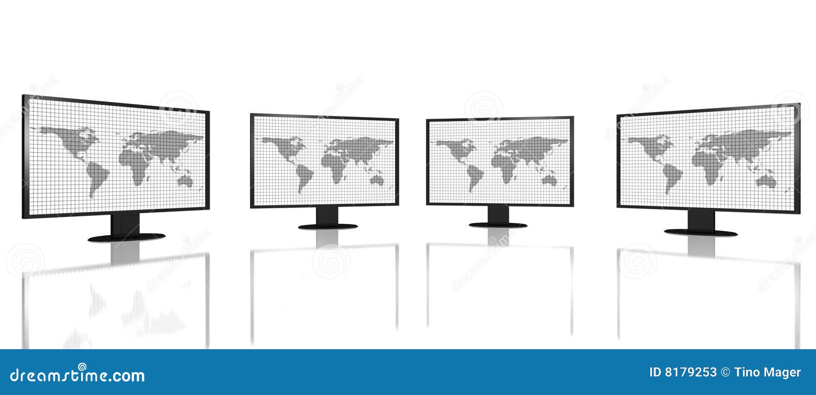 Four Digital Hd Monitor Screens Stock Illustration - Illustration of ...