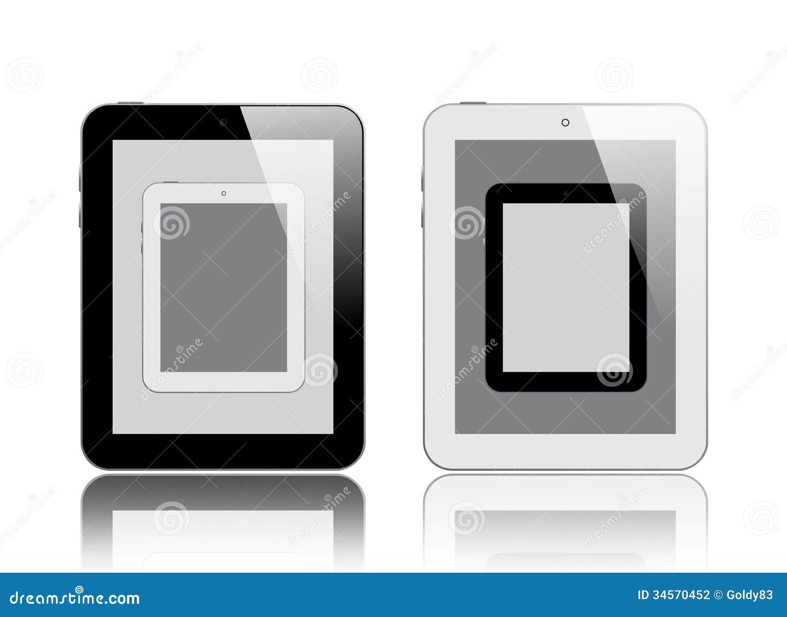Four Tablets Devices Mockup Branding Icons Vector Illustration ...