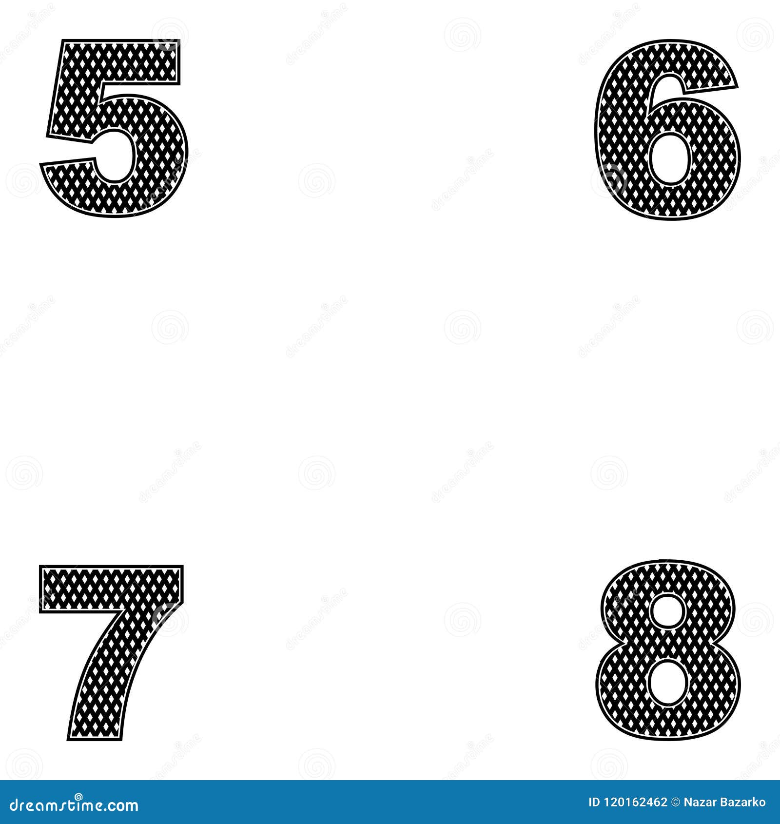 Four Digits 5, 6, 7, 8. Simple Design of Black. Vector Stock ...