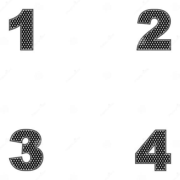 Four Digits 1, 2, 3, 4. Simple Design of Black. Vector Stock ...