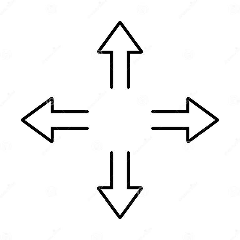 Four-direction Arrow Icon Design in Linear Style. Stock Vector ...