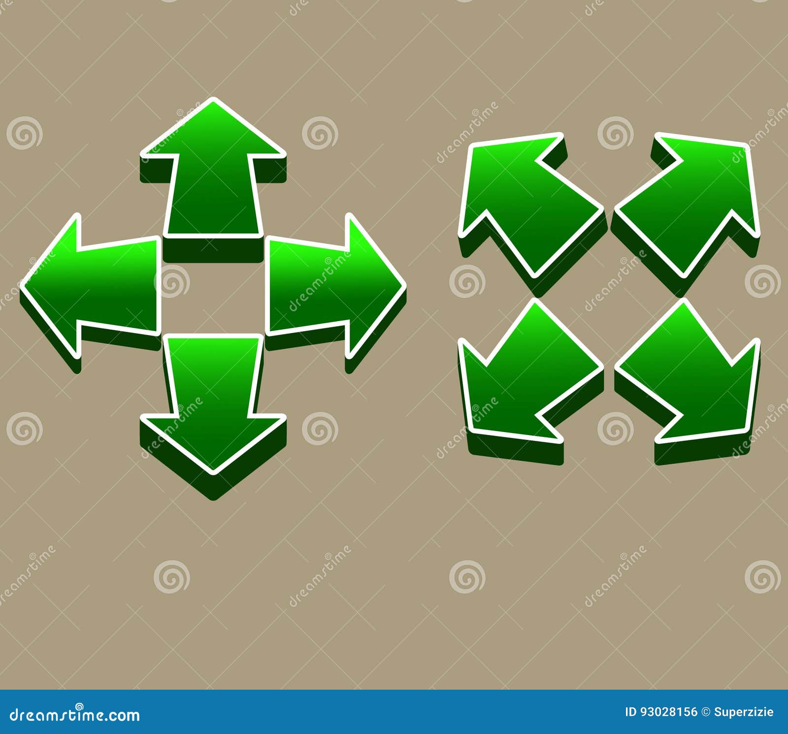 Four direction green arrow stock vector. Illustration of forward - 93028156