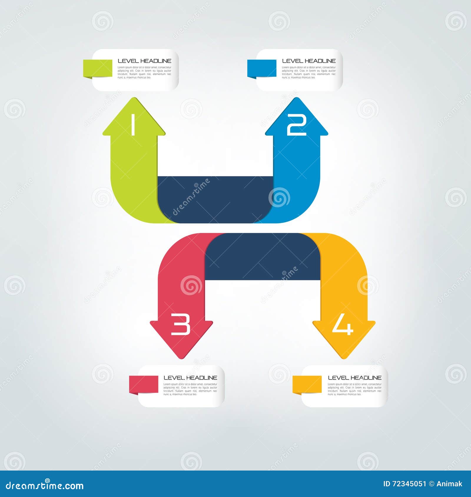 Six Directions Color Arrows Design Diagram, Chart, Template ...