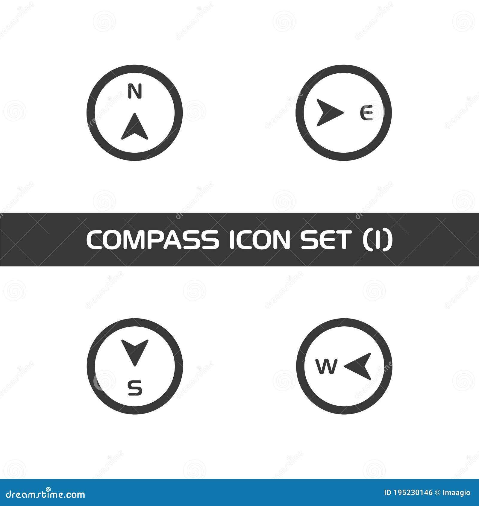 Four Directions. Isolated Compass Icon Set. Weather and Map. Vector ...