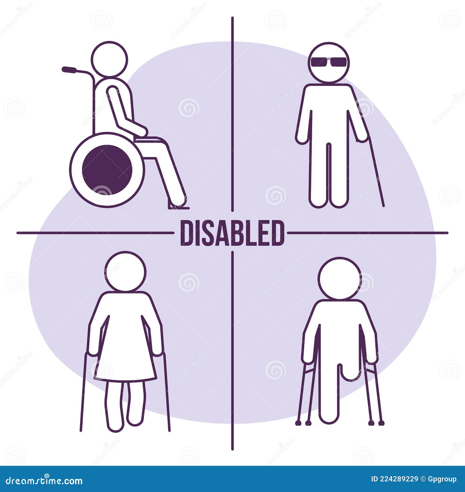 Four Disabled Accessibility Symbols Stock Vector - Illustration of ...