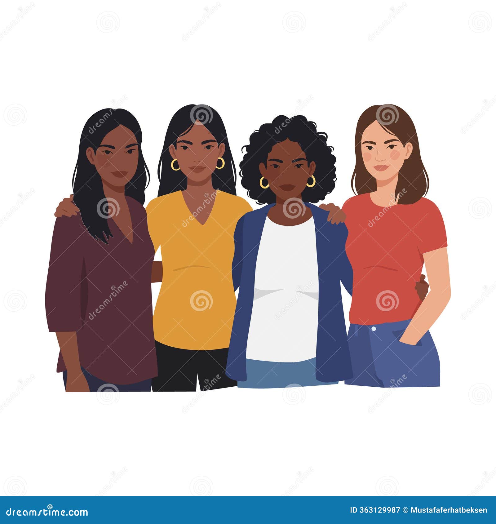 Four Diverse Women Standing Together in a Friendly Pose Showcasing ...