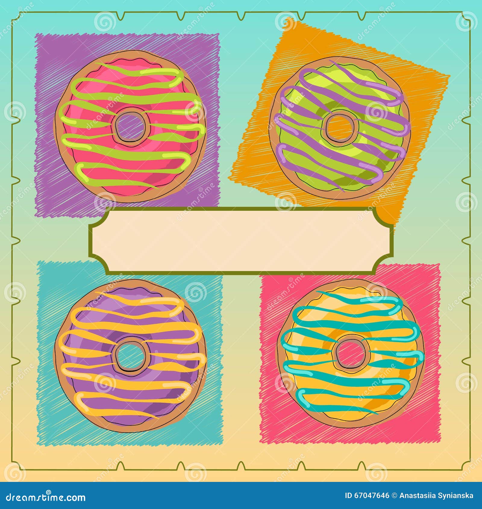 Four Donut with Frame for Text on a Colored Background Stock Vector ...