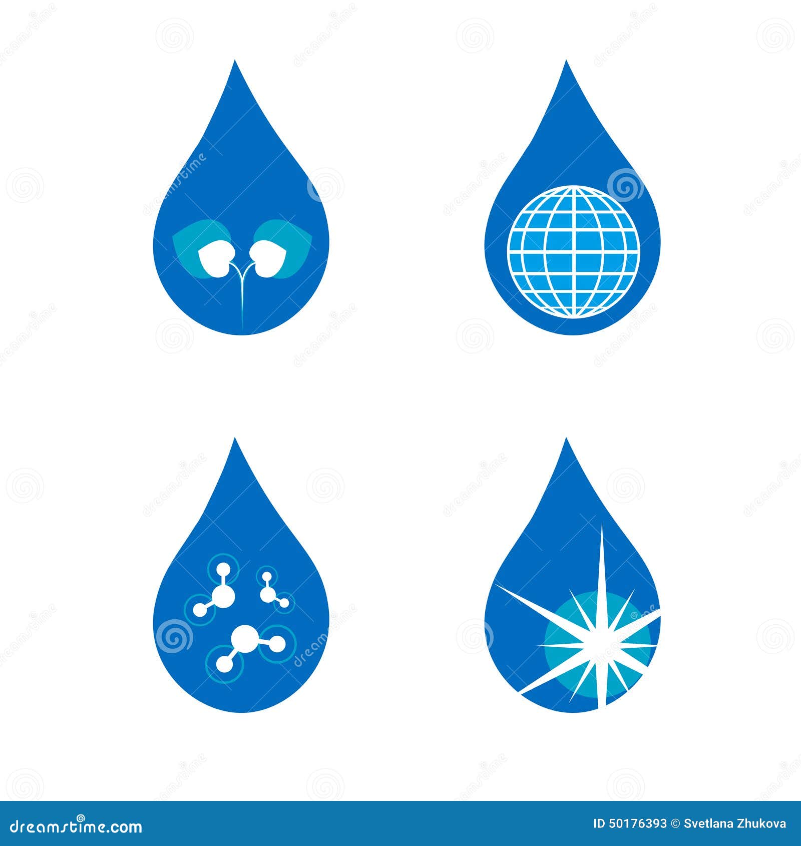 Four drop symbols set stock vector. Illustration of liquid - 50176393