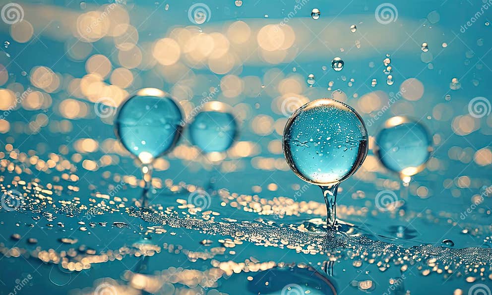 Four Drops of Water are Shown in a Row, with the First Drop at the Left ...