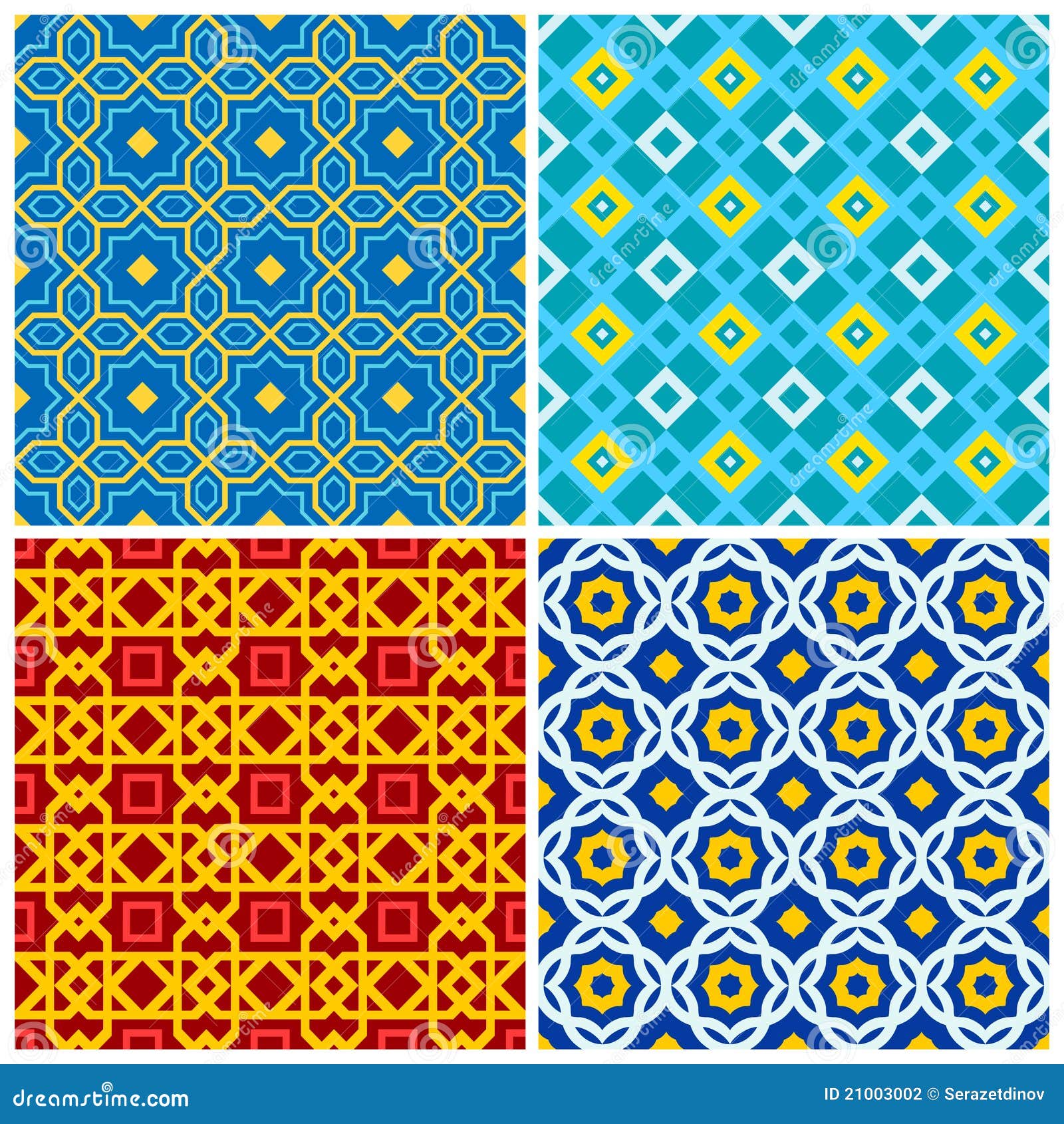 Four Eastern Geometric Ornaments Stock Vector - Illustration of repeat ...