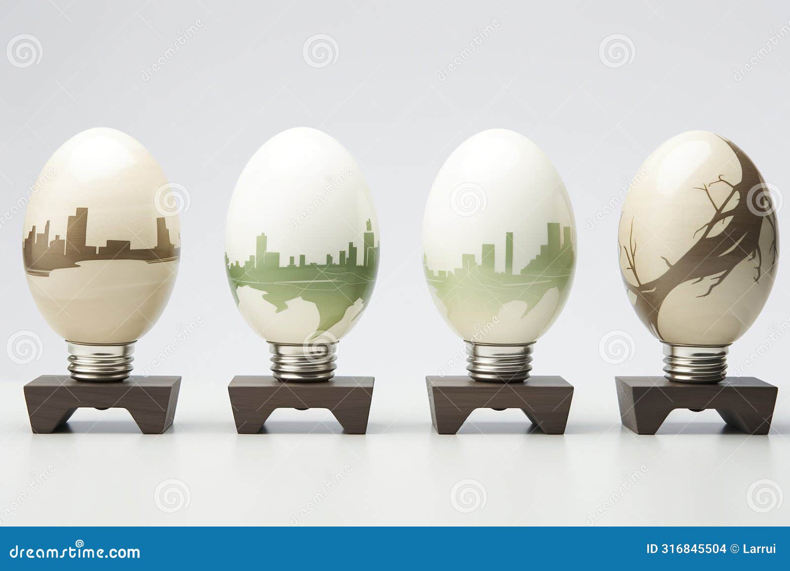Four Eggs Illustrating a City S Evolution, Highlighting Environmental ...
