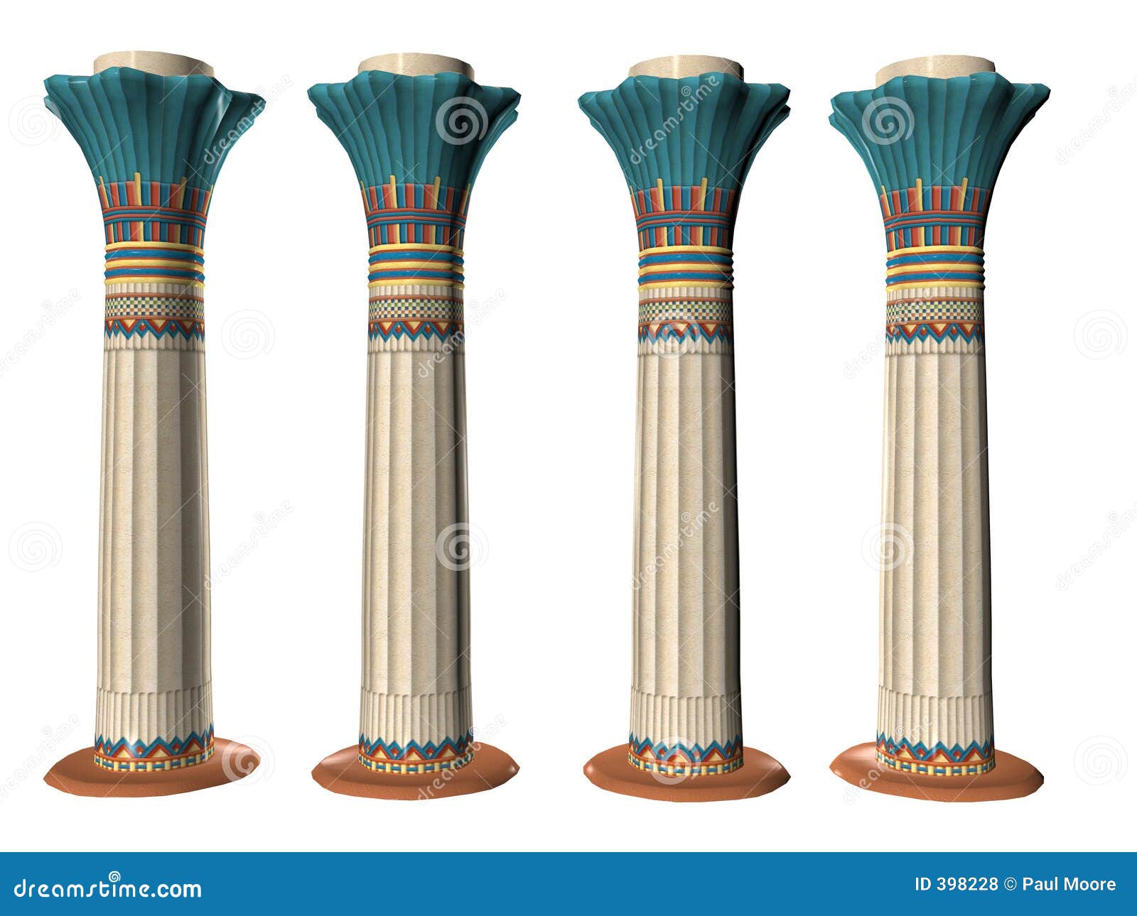 Four Egyptian Pillers Three Stock Illustration - Illustration of pillar ...