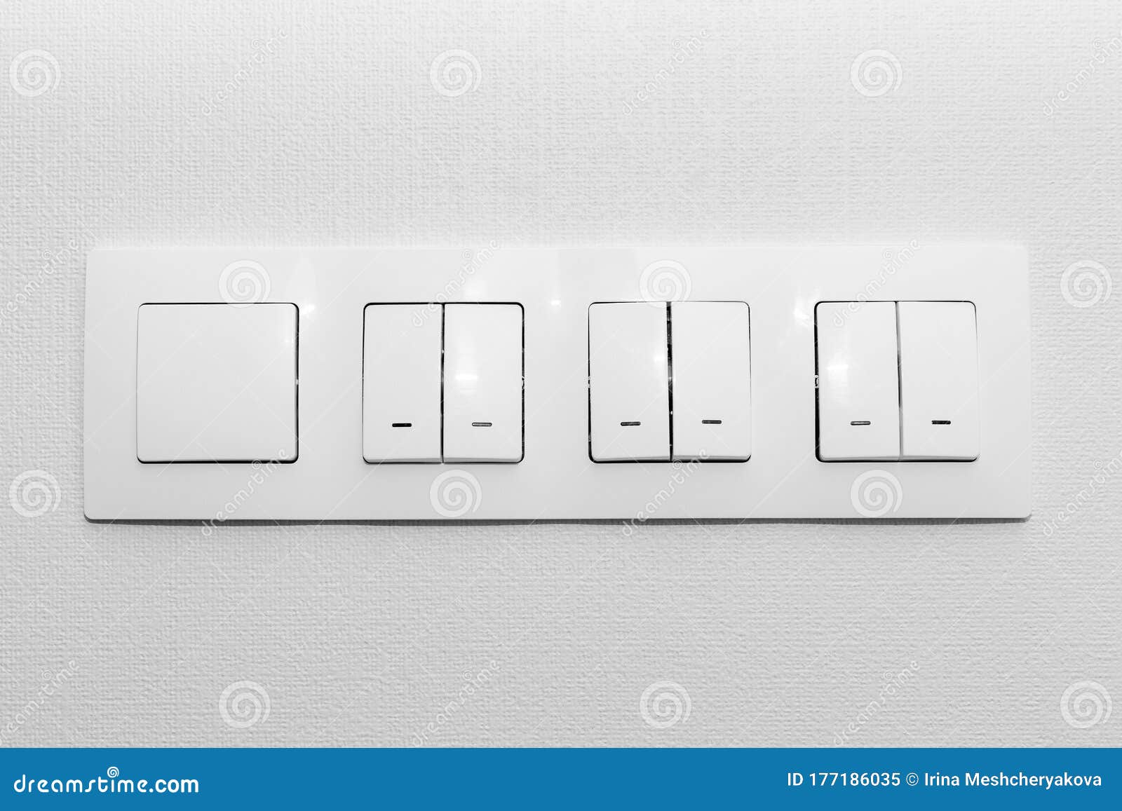 Four Electric Sockets with Led Indicators. Stock Image - Image of light ...