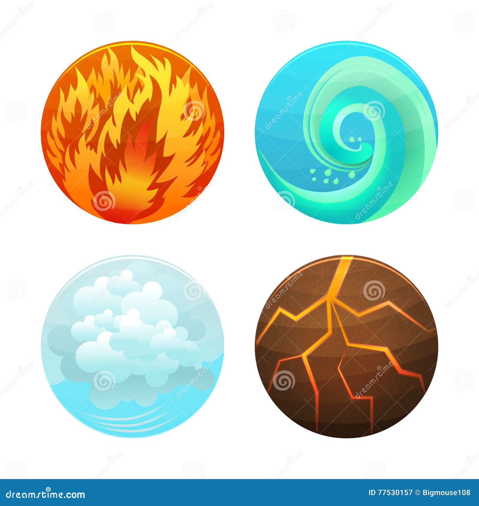 Four Element Set. Vector stock vector. Illustration of circle - 77530157