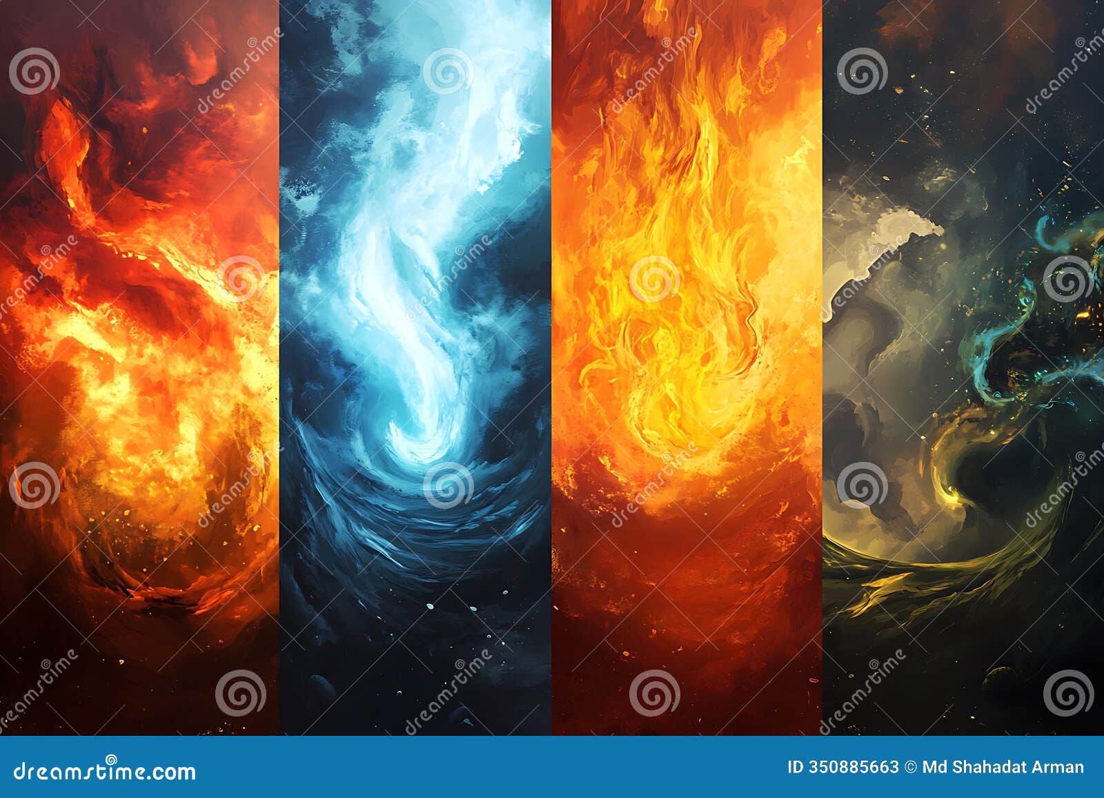 Four Elements Abstract Art Ai Generator Stock Illustration ...