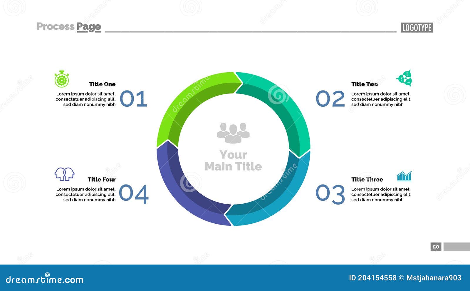 Four Elements Circle Chart Slide Template Stock Vector - Illustration ...