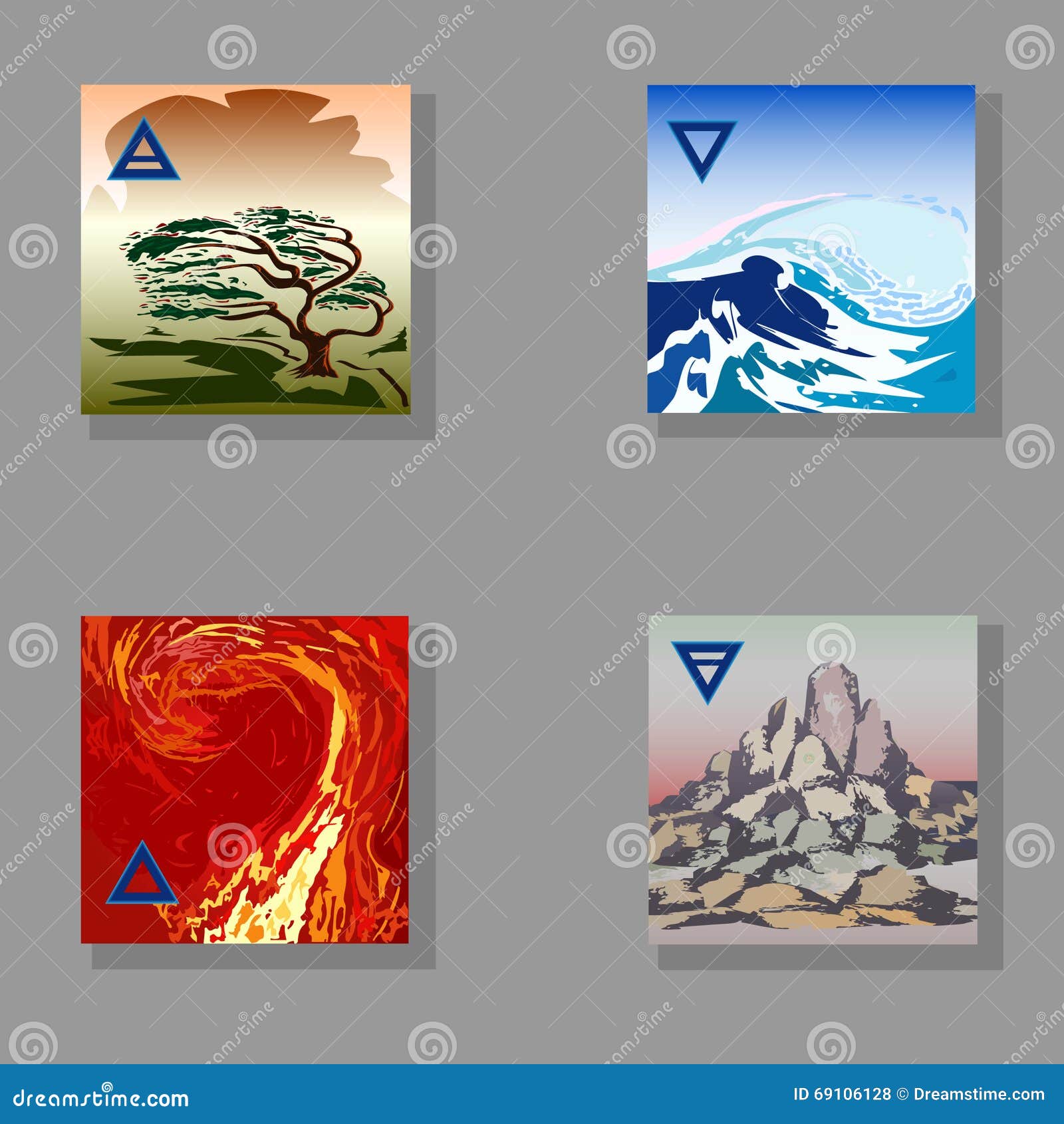 Four Elements (Fire, Water, Earth, Air)hand-drawing Stock Vector ...