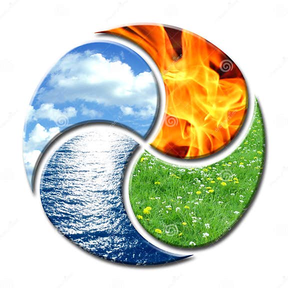 Four Elements Forming Yin and Yang Stock Illustration - Illustration of ...