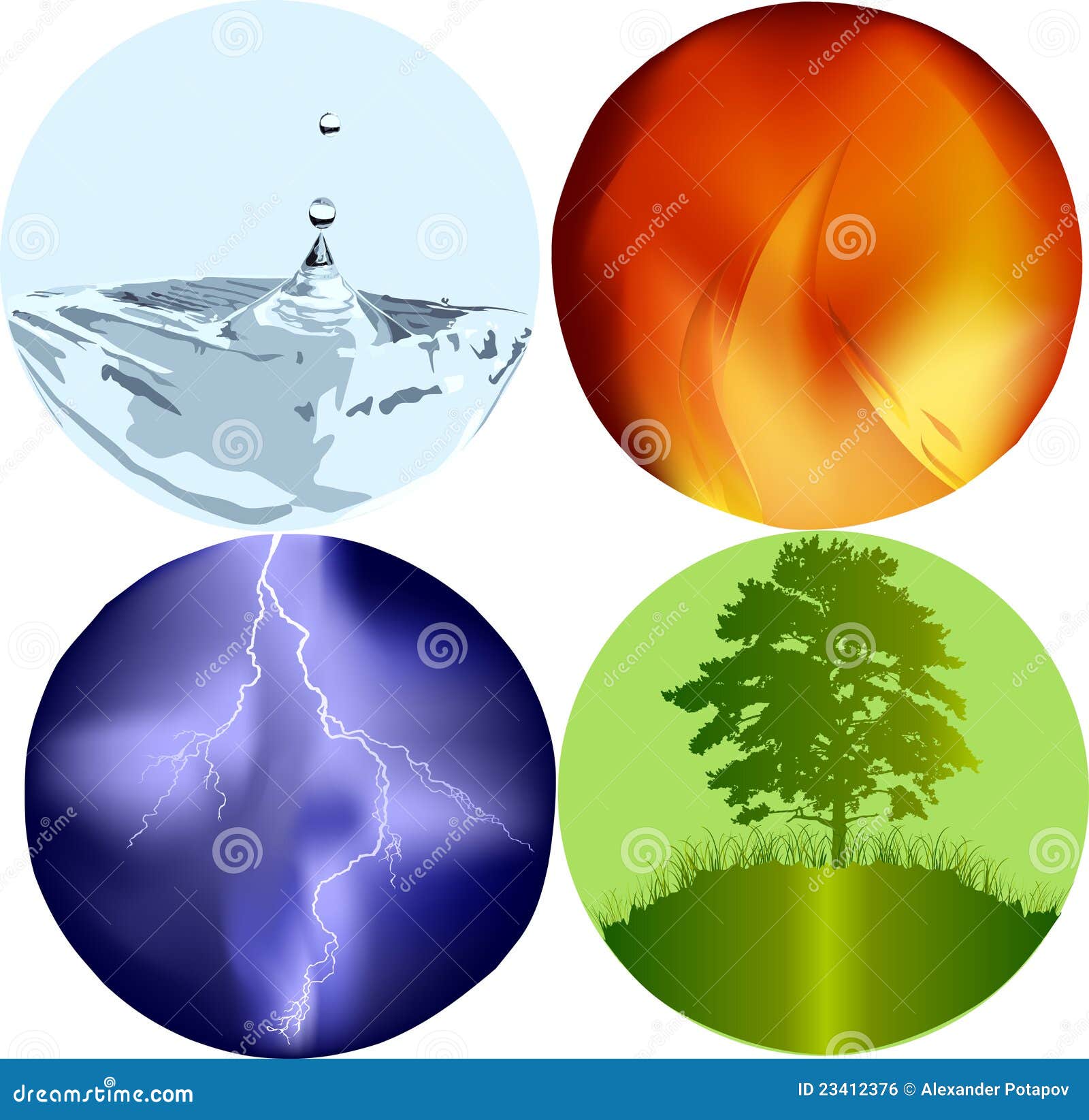 Four Elements Icons Stock Vector Illustration Of Color 23412376