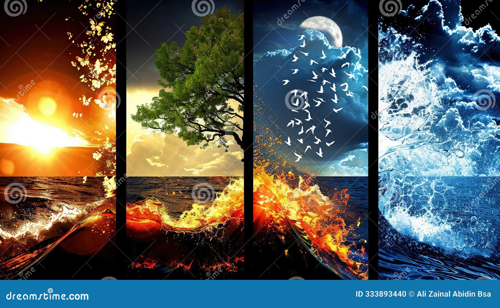 Primal Forces the Essence of Earth, Water, Fire, and Air Stock ...