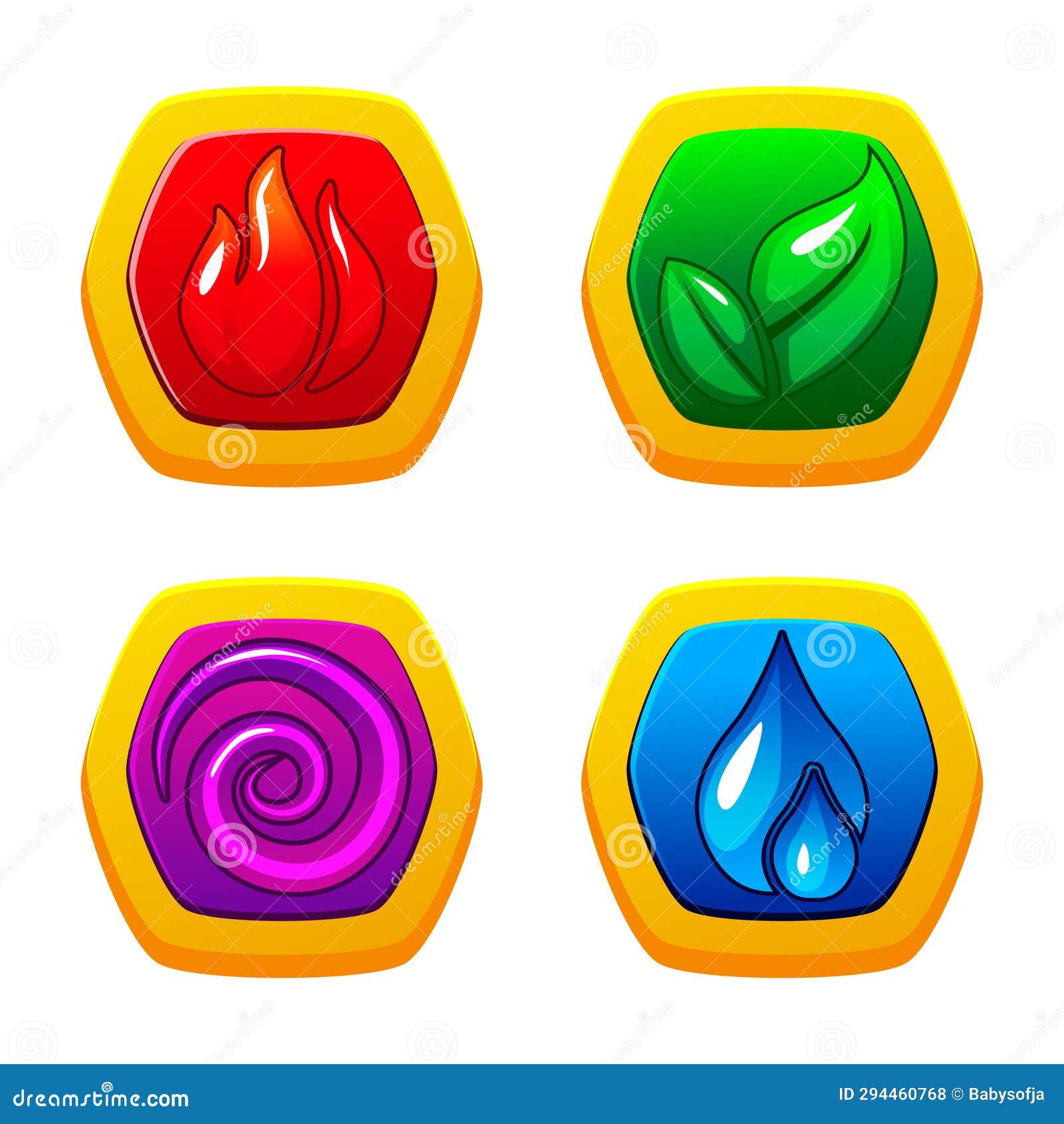 Four Elements Nature Fire, Air, Earth and Water. Stock Vector ...