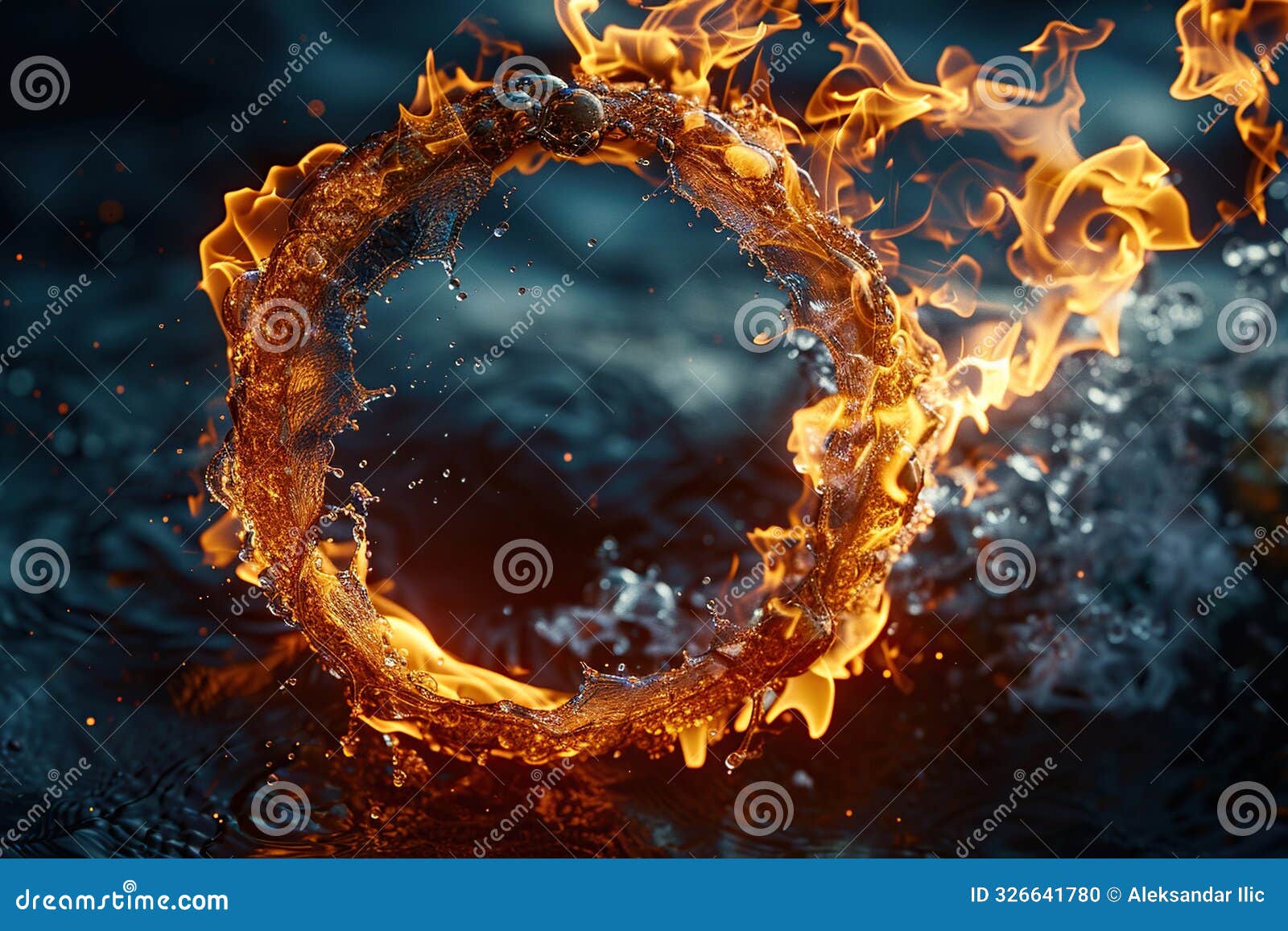 The Four Elements of Nature Forming a Circular Shape. Earth, Wind, Fire ...